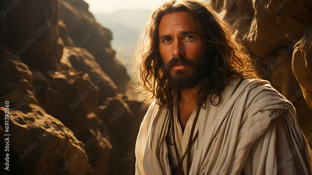 Jesus Christ Standing at the Entrance to the Tomb: A Solemn and Sacred ...