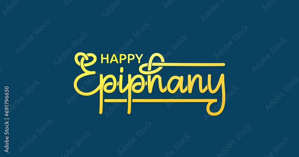 Happy Epiphany Day text animation with alpha channel. Handwritten ...