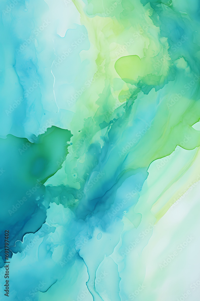 watercolor painting of green and blue nature poster background Stock ...