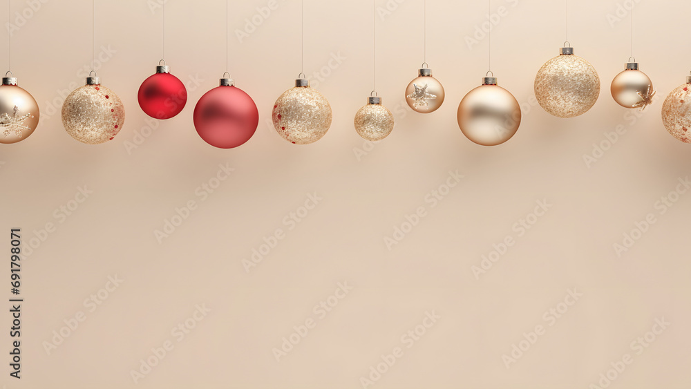 An isolated wallpaper in a solid beige color with beautiful Christmas ...