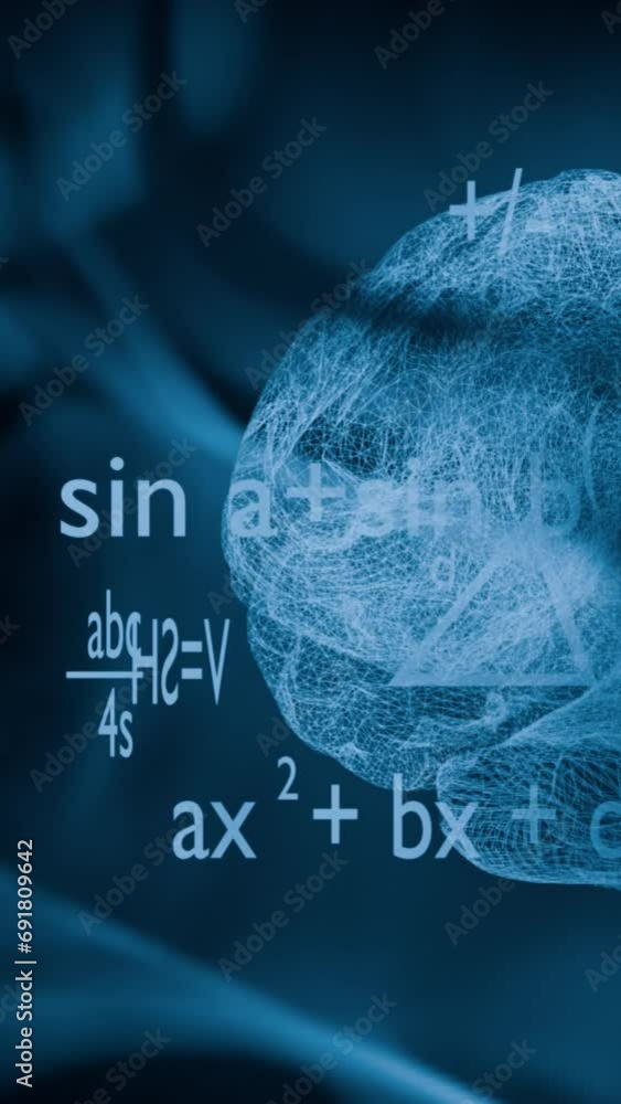 human brain, concept, formulas of higher mathematics, high intelligence ...