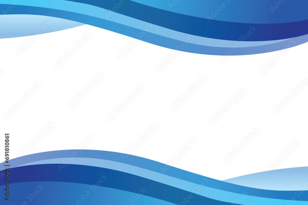 Abstract blue waves geometric frame border background vector. Modern ...