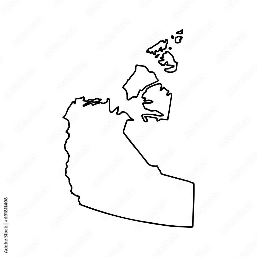 Northwest Territories outline map. Provinces and territories of Canada ...