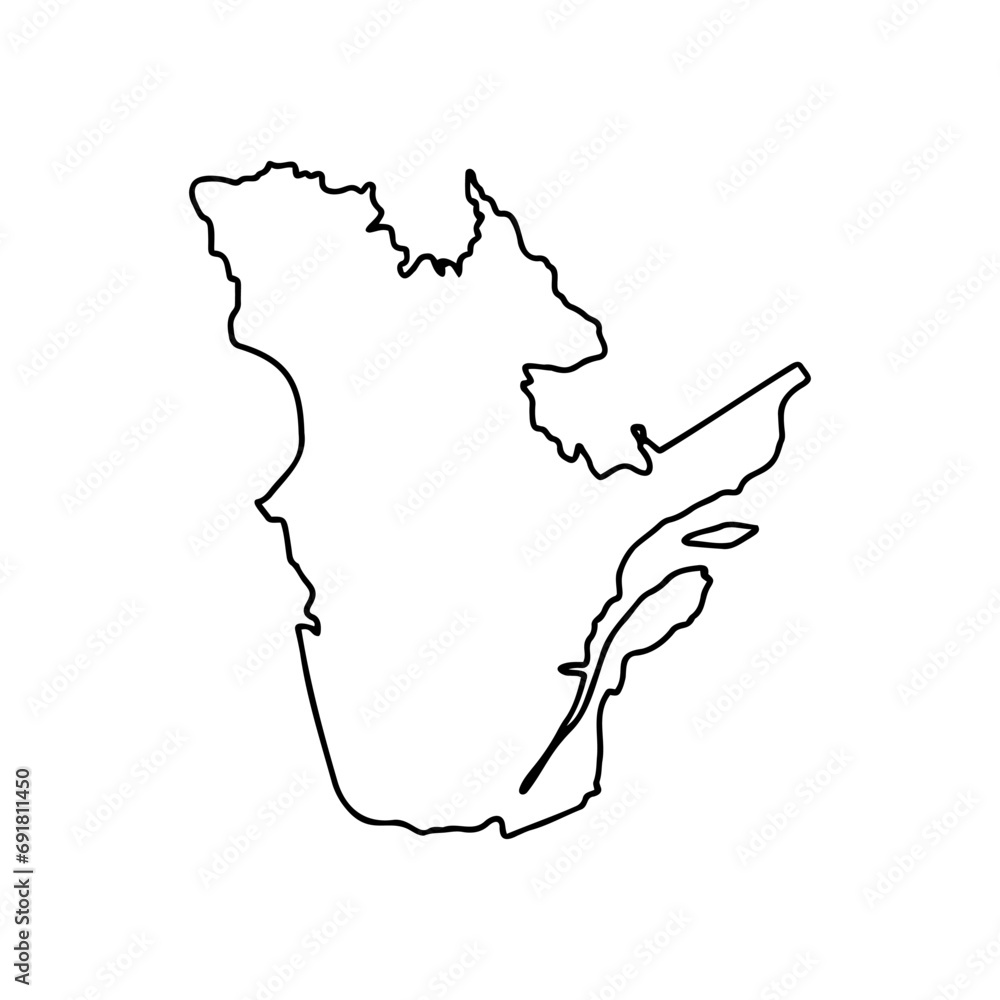 Quebec outline map. Provinces and territories of Canada. Vector map ...