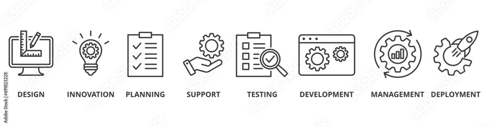 Product engineering banner web icon vector illustration concept with ...