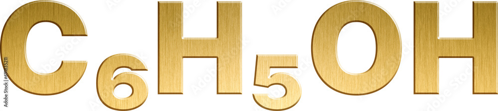 Phenol - C₆H₅OH Sparkling Gold Organic Chemical Formula Stock ...