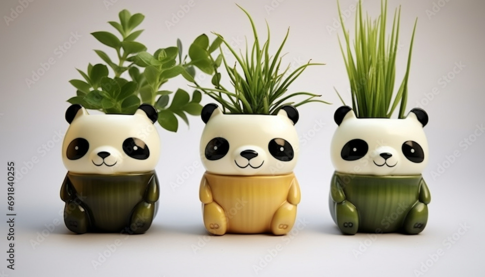 Create a series of 3D-printable plant pots in the shape of adorable ...