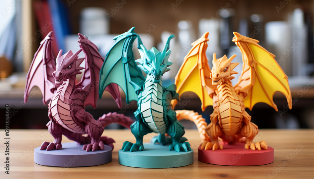 Create a set of 3D-printable dragon puzzle pieces that, when assembled ...