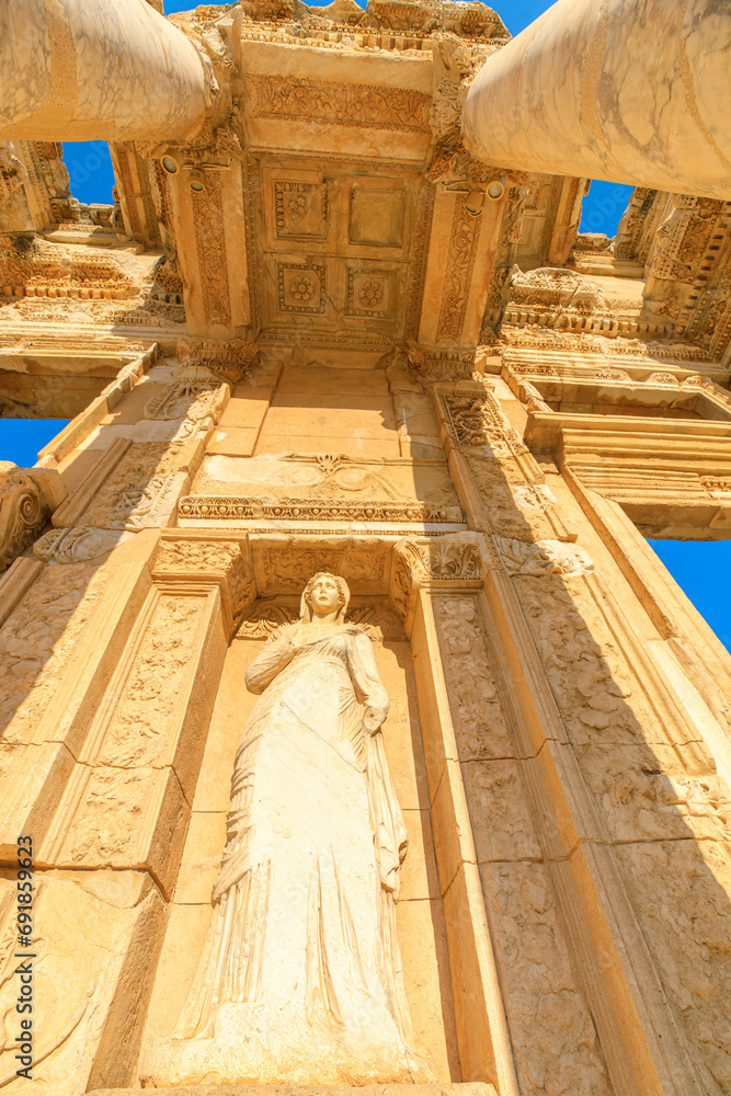Library of Celsus and gate of Augustus in Ephesus archeological site in ...