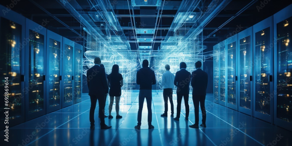 Foto de Data center. Server racks in server room data center. A modern ...