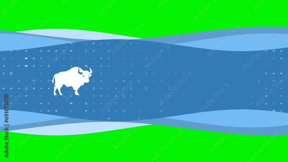 Animation of blue banner waves movement with white buffalo symbol on ...