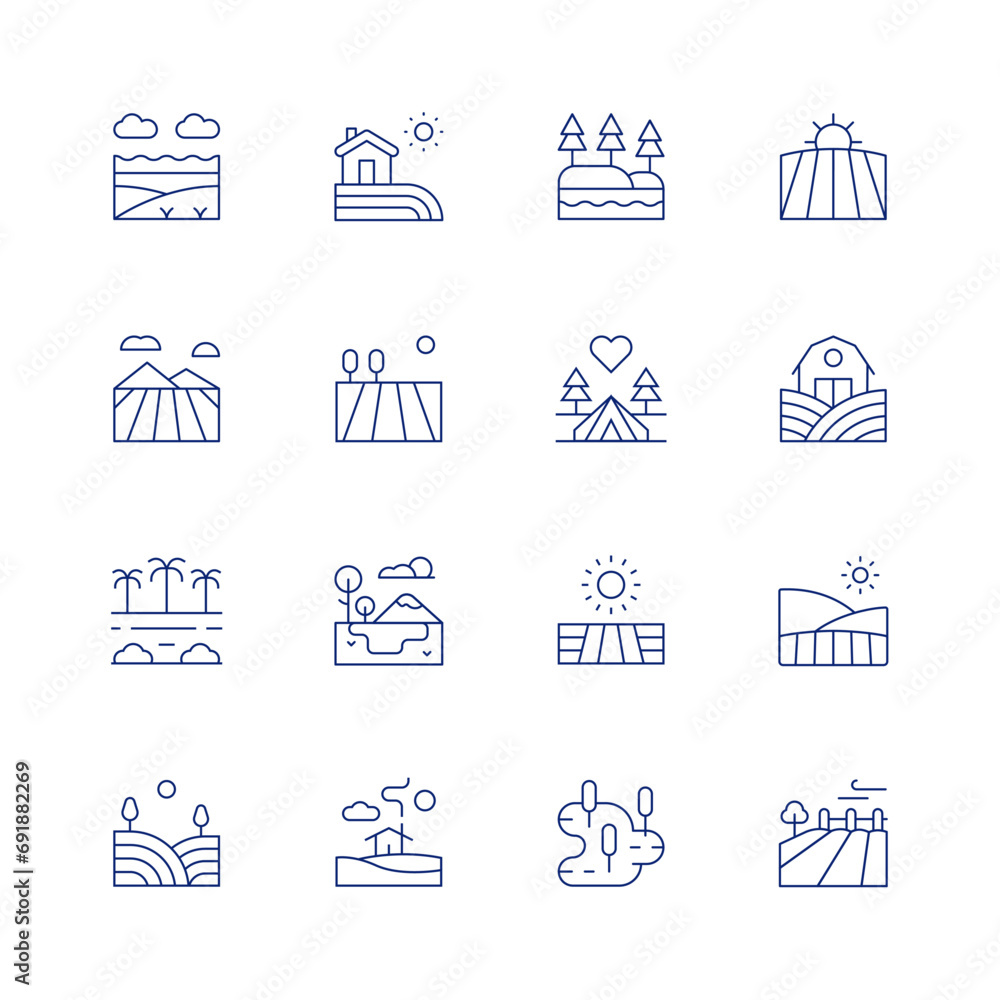 Vecteur Stock Rural line icon set on transparent background with ...