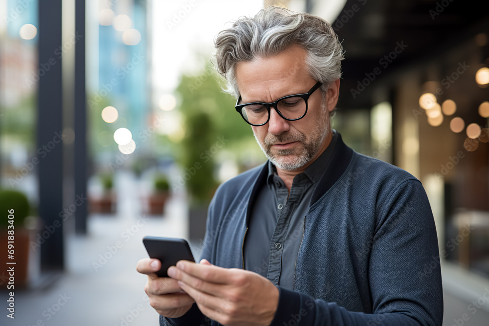 Aged Man Puzzled by Smartphone Use - A Realistic Depiction of the ...