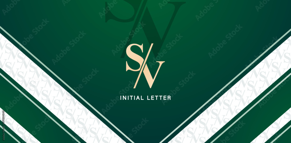Vector illustration lettering SV with a pattern in green color ...