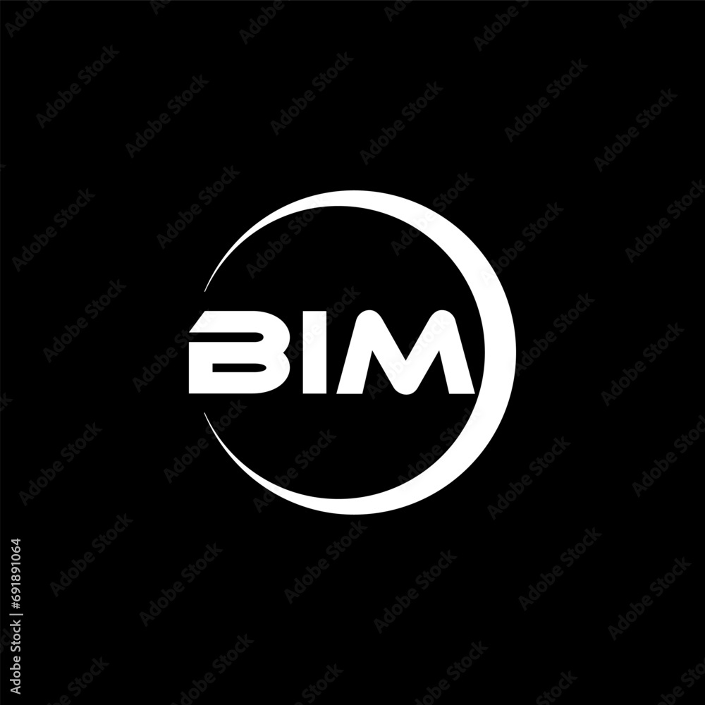 BIM letter logo design with black background in illustrator, cube logo ...