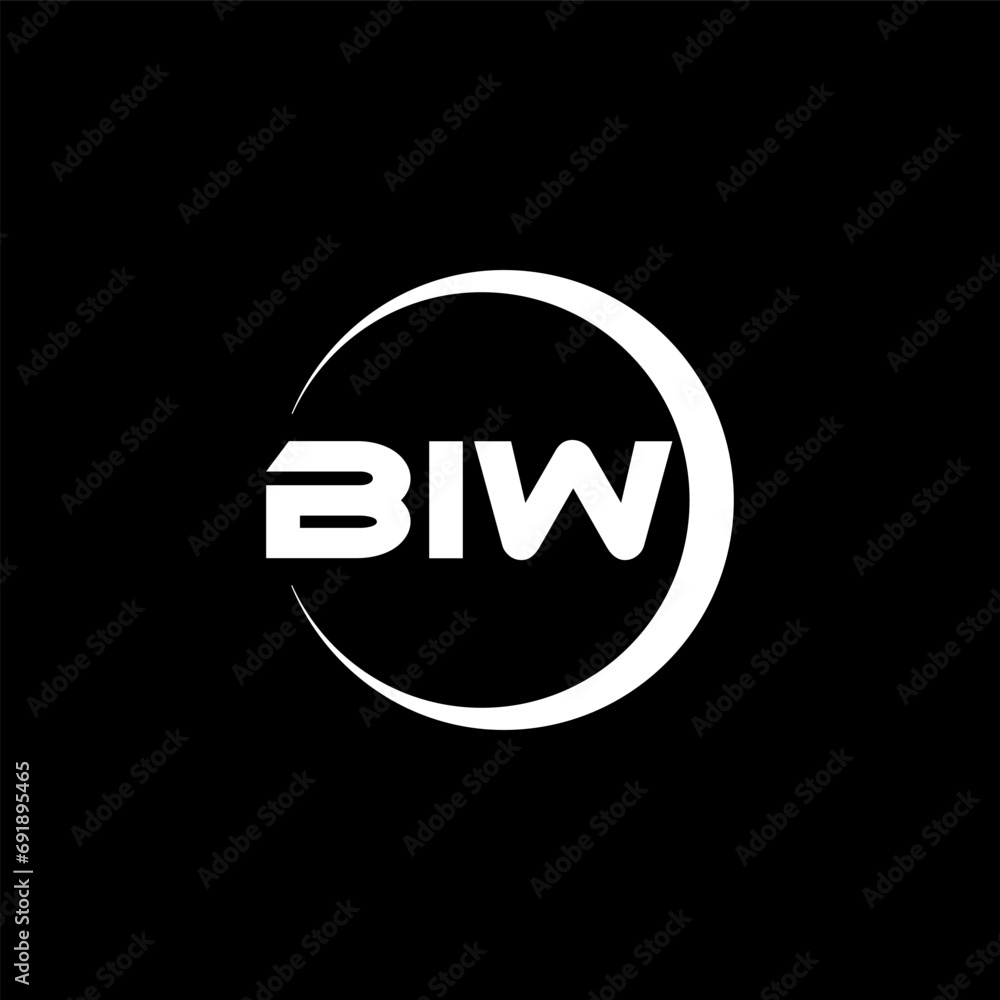 BIW letter logo design with black background in illustrator, cube logo ...