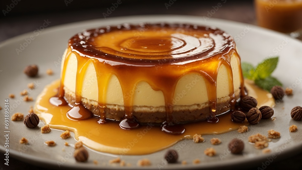 Detailed food photography, Flan, Latin America, A whisper-thin layer of ...