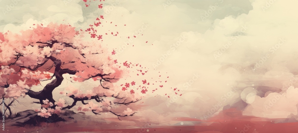 Stylish retro wave background with intricate asian nature inspired ...