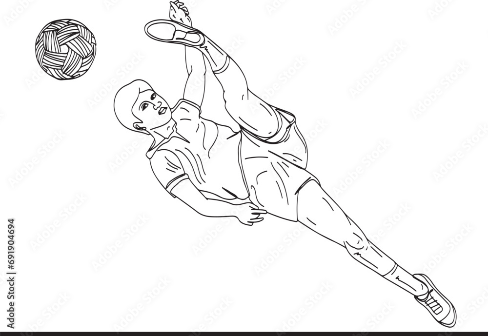 Takraw and football sports logo design vector, Creative Takraw soccer ...