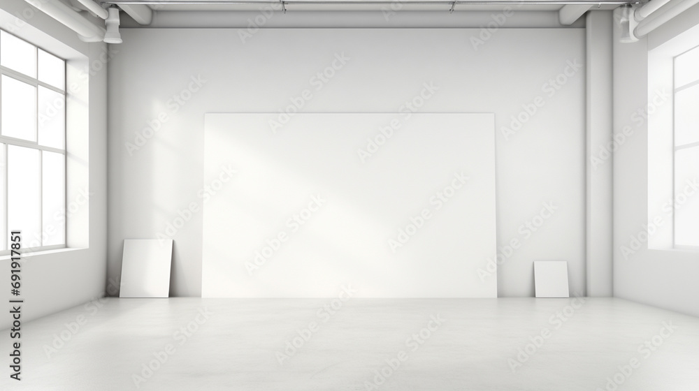 Blank white studio. White background studio. Generative AI. Stock Photo | Adobe Stock
