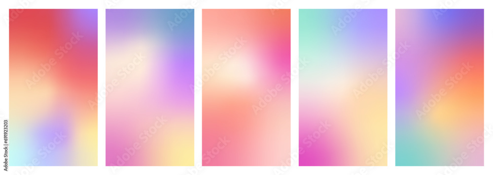 Set of color gradient backgrounds. Blur backdrops collection. Vector ...