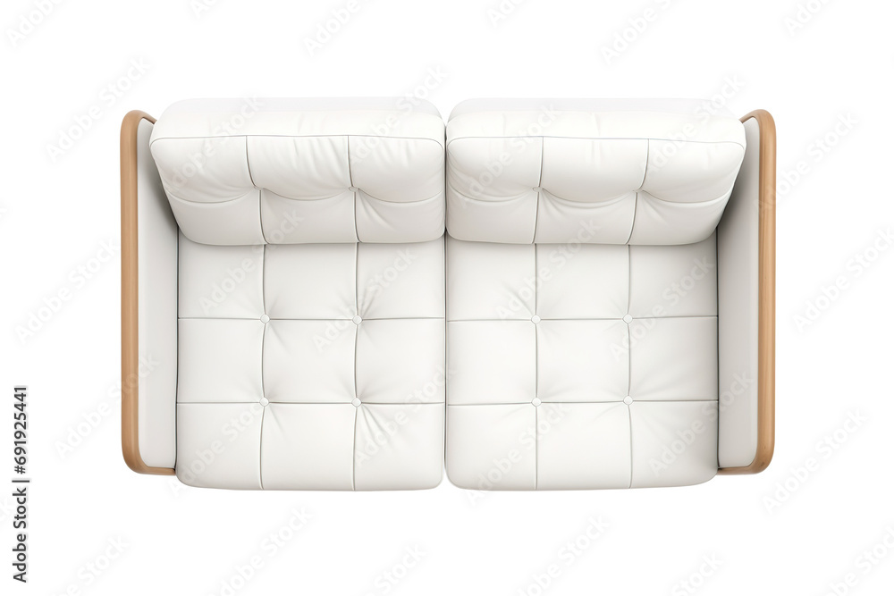 Top view of elegant white leather sofa with a contemporary design and ...