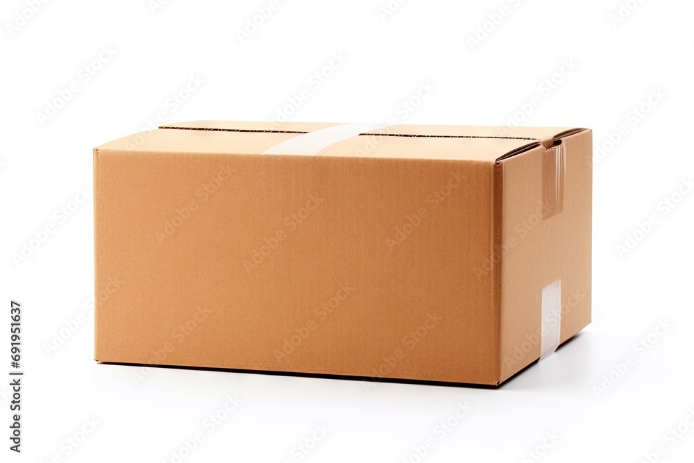 Versatile cardboard boxes on white background isolated. Shipping to storage brown cartons are ...