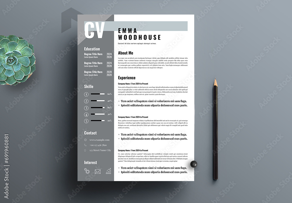 CV Resume Layout Stock Template | Adobe Stock