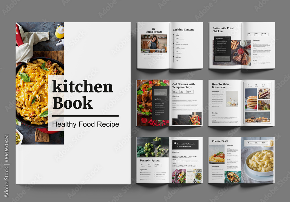 Cook Book Cooking Magazine Layout Stock Template | Adobe Stock