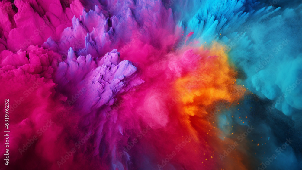 Colorful dust. An explosion of particles of bright colors. Colored ...