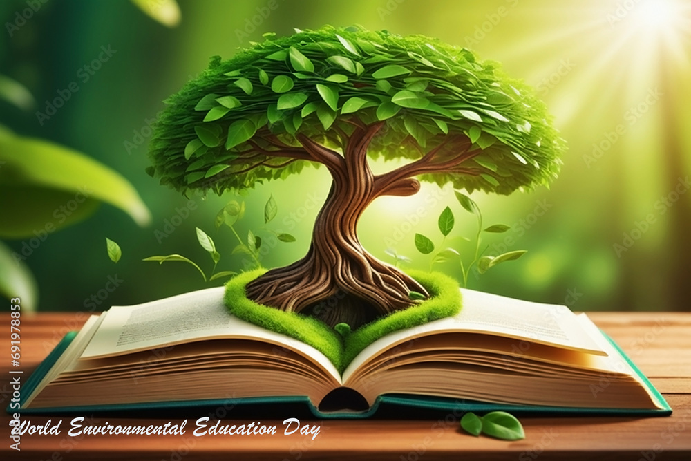 Growing Wisdom: Tree Sprouting from the Pages of Knowledge Stock Photo ...