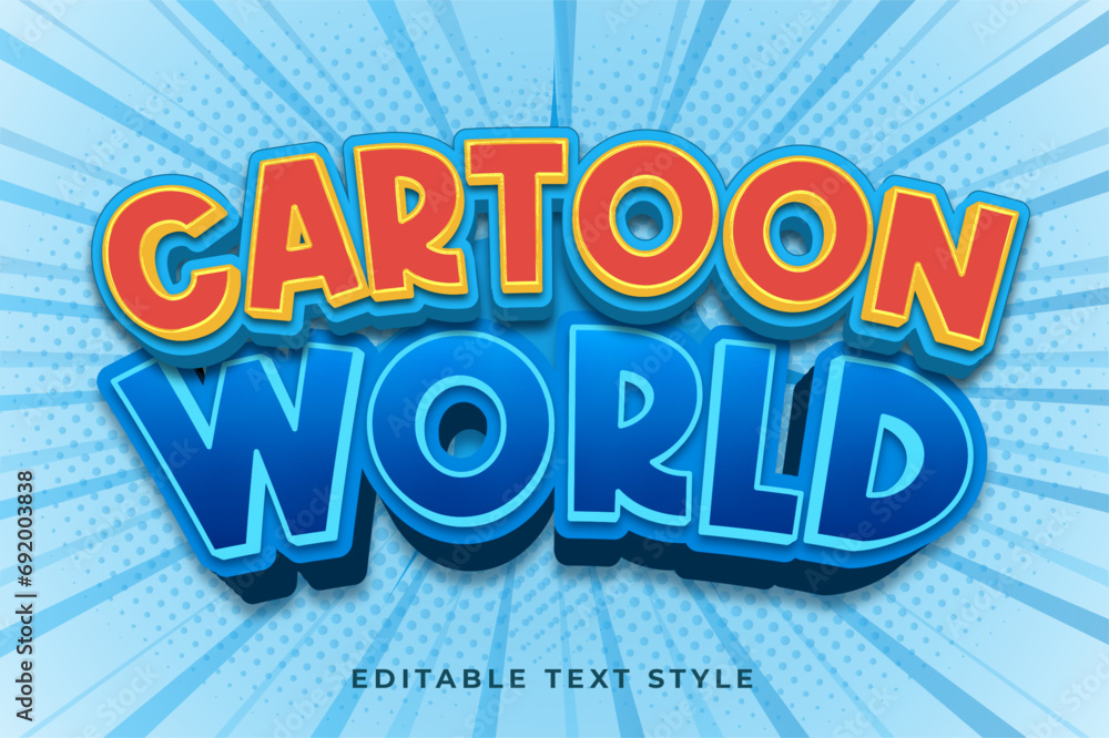 Cartoon world 3d text style effect Stock Vector | Adobe Stock