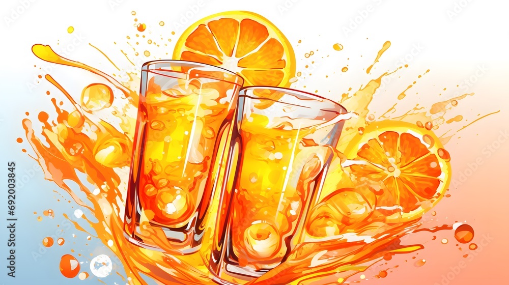 water orange soda drink fizzing illustration liquid citrus, juice ...
