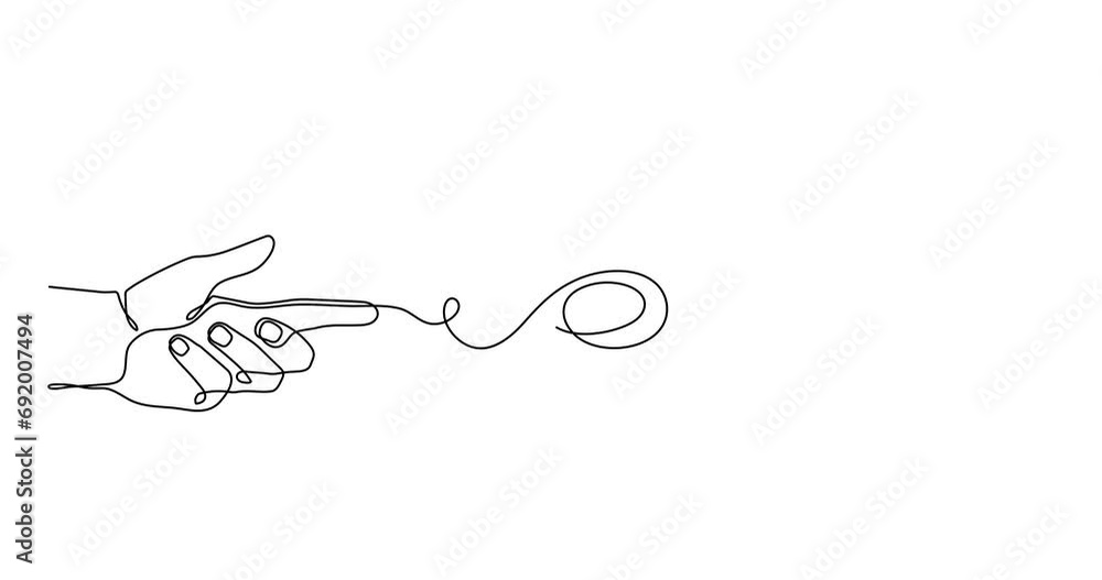 Hands hold musical treble clef and notes one line art animation, hand ...