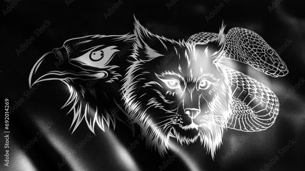 flag in loop of Lynx Wildcat eagle snake Logo Mascot silhouette in ...
