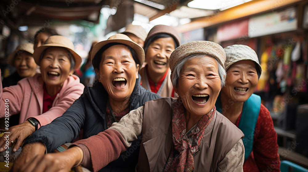 Group of thai old people smile and relax in the street. Stock Photo ...
