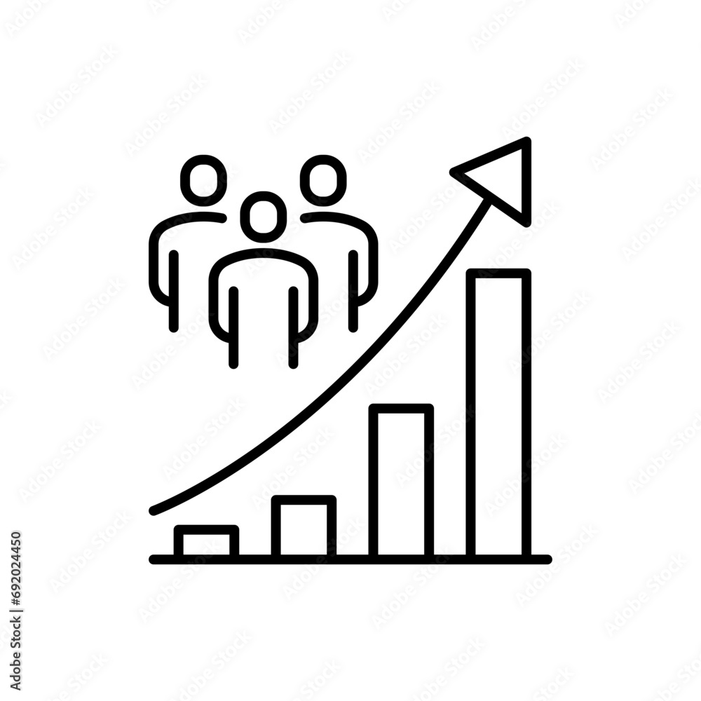 Vetor de Population growth icon. Simple outline style. Increase social ...