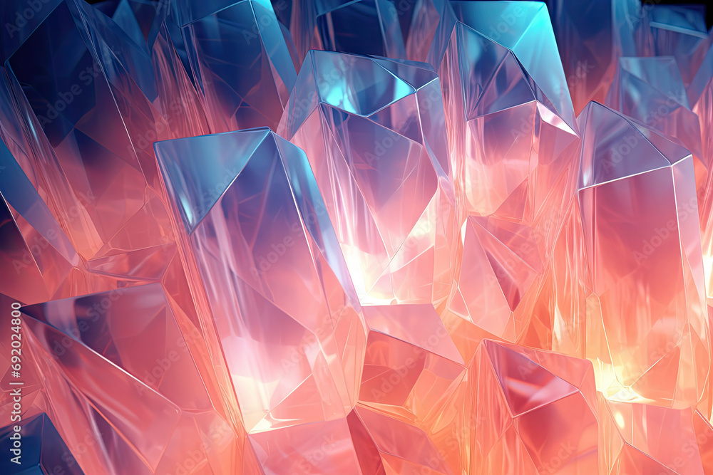 Translucent crystal layers pattern 3d, background with copy space. The ...