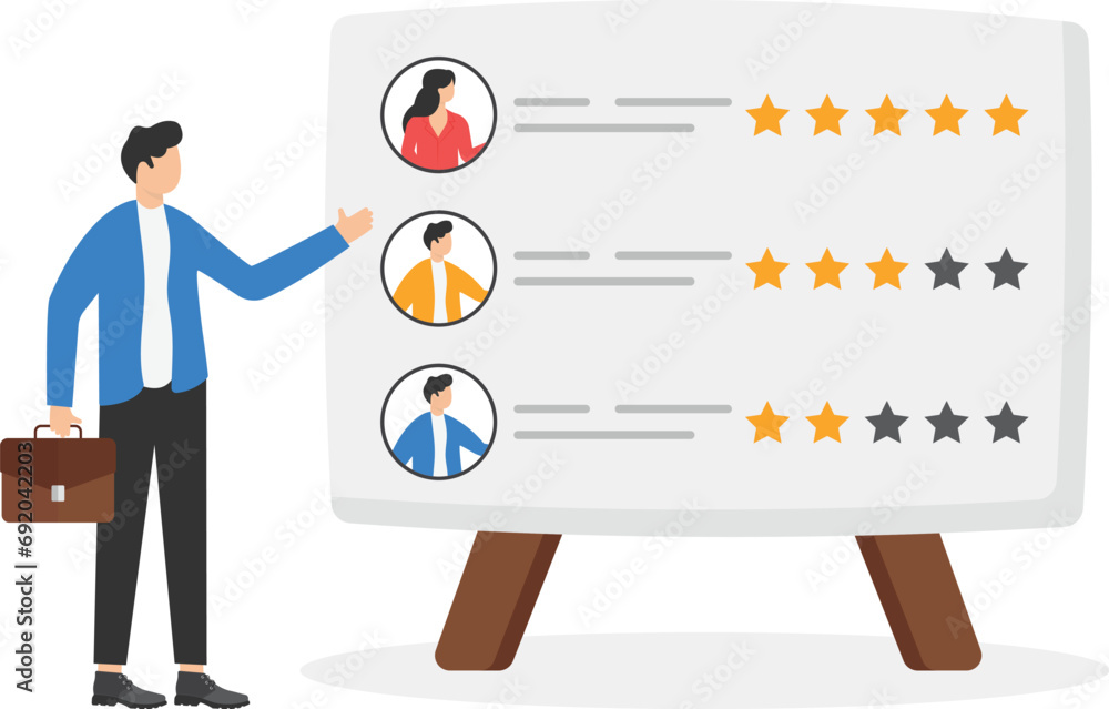 Employee assessment, performance review, or evaluation concept. Boss ...