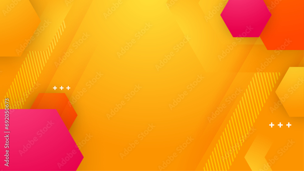 Vetor de Yellow orange and pink vector abstract shape modern background ...