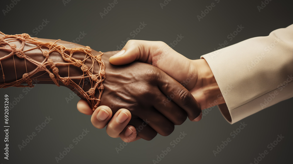 Natural anatomy, high detailed handshake of business partners, success ...