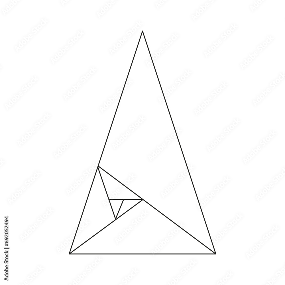 Golden ratio template. Method golden section. Fibonacci array, numbers ...