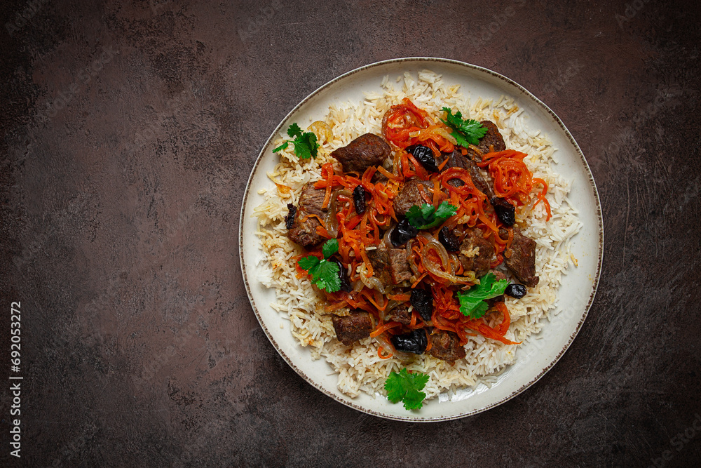 Kabuli pulao, pilaf, the national dish of Afghanistan, rice with meat ...
