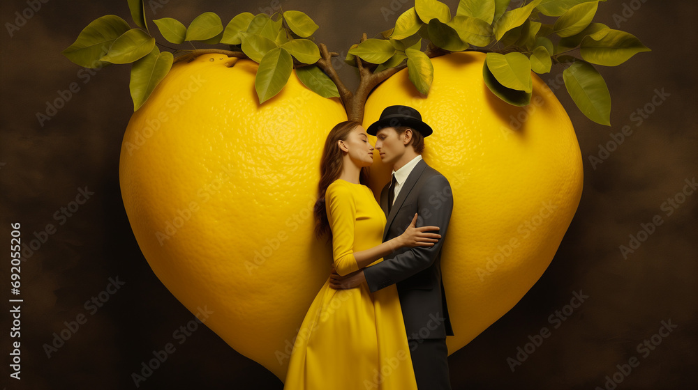 Citrus delight lemon, skillfully shaped into a heart, beckons you to ...
