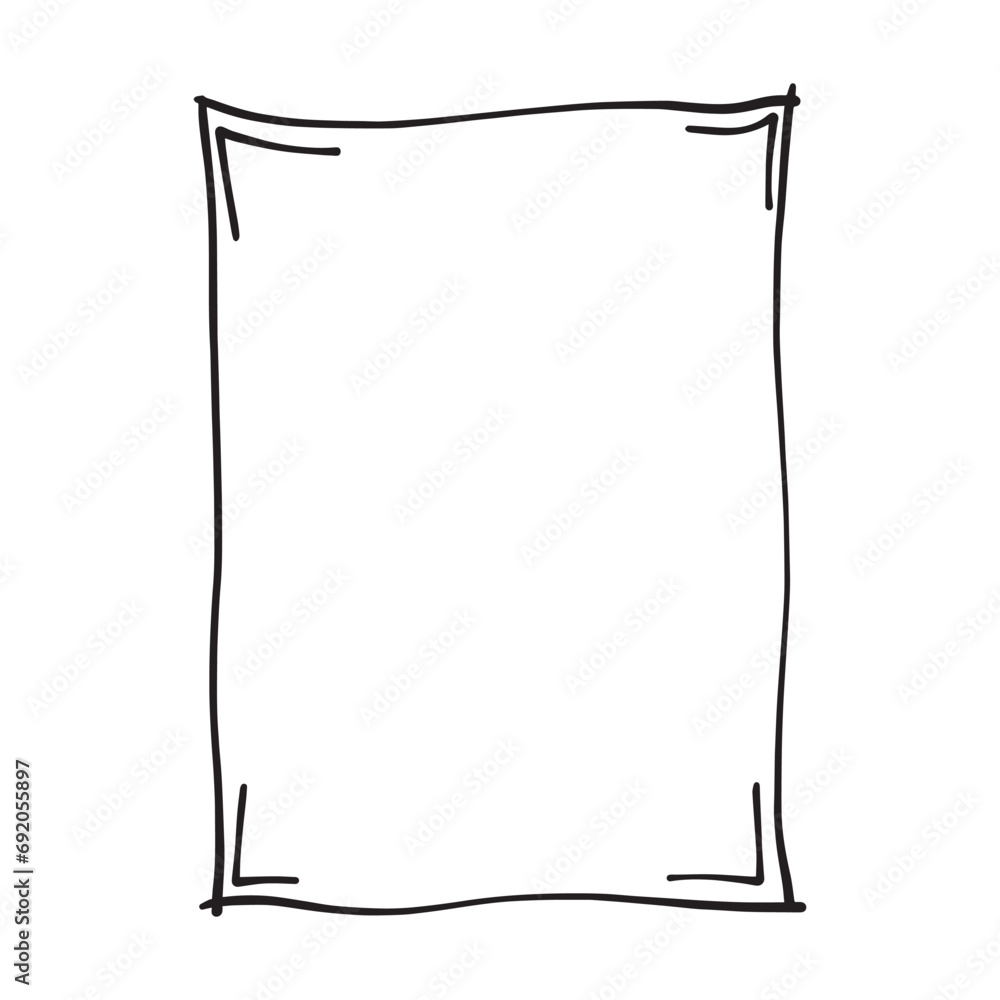 Frame border hand drawn rectangle shape icon for decorative vintage ...
