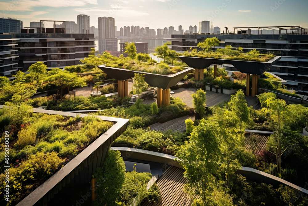Landscape architect designing a rooftop garden for an urban building ...