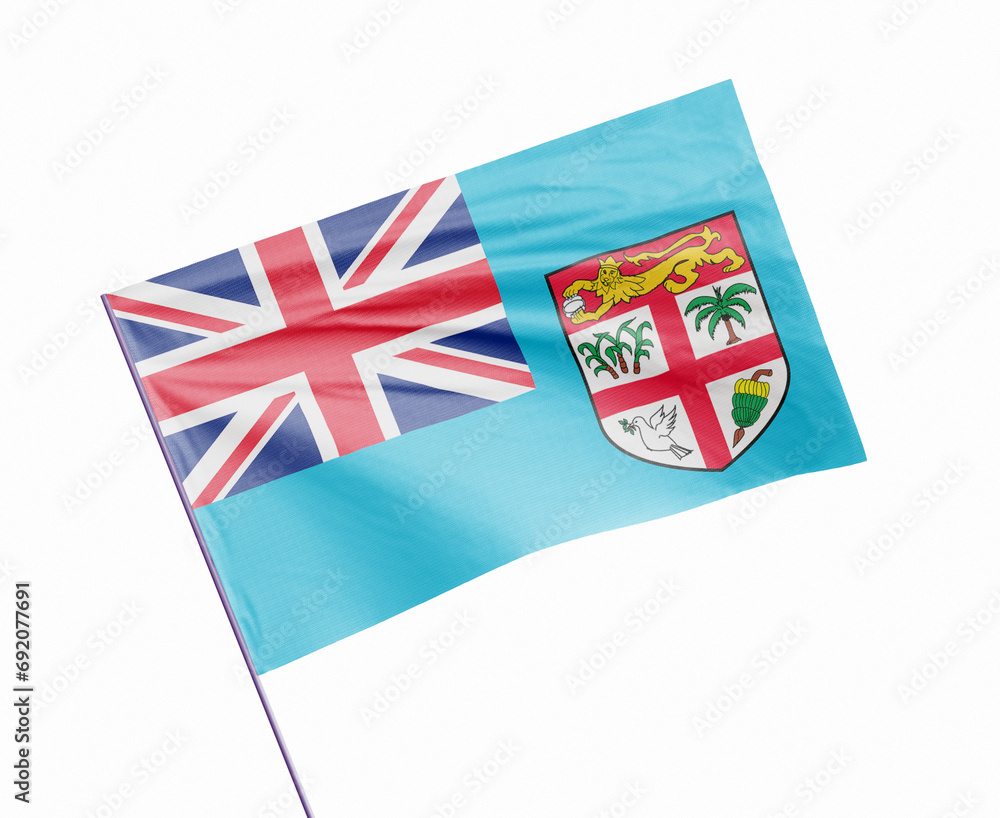 3d illustration flag of Fiji. Fiji flag waving isolated on white background with clipping path ...