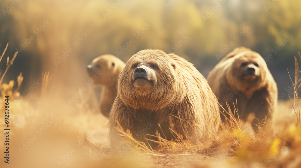 A scene of Giant Ground Sloths in a prehistoric savanna, Evolution ...