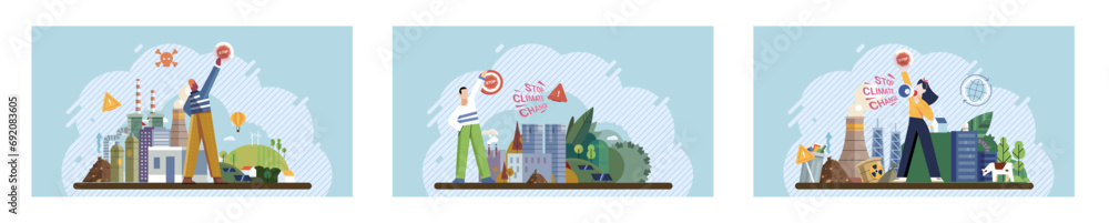 Climate change. Save the planet. Vector illustration We must take ...