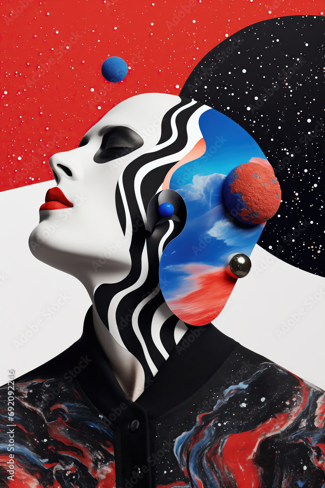 Generative AI surreal portrait of a person in a cosmic metaverse ...